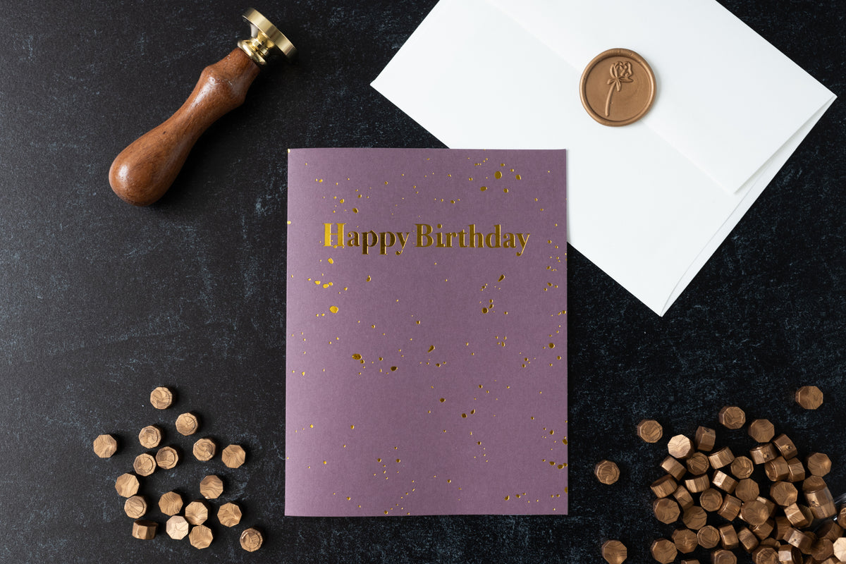 Happy Birthday – Splatter Paint – Foil Pressed Greeting Card – Modern ...